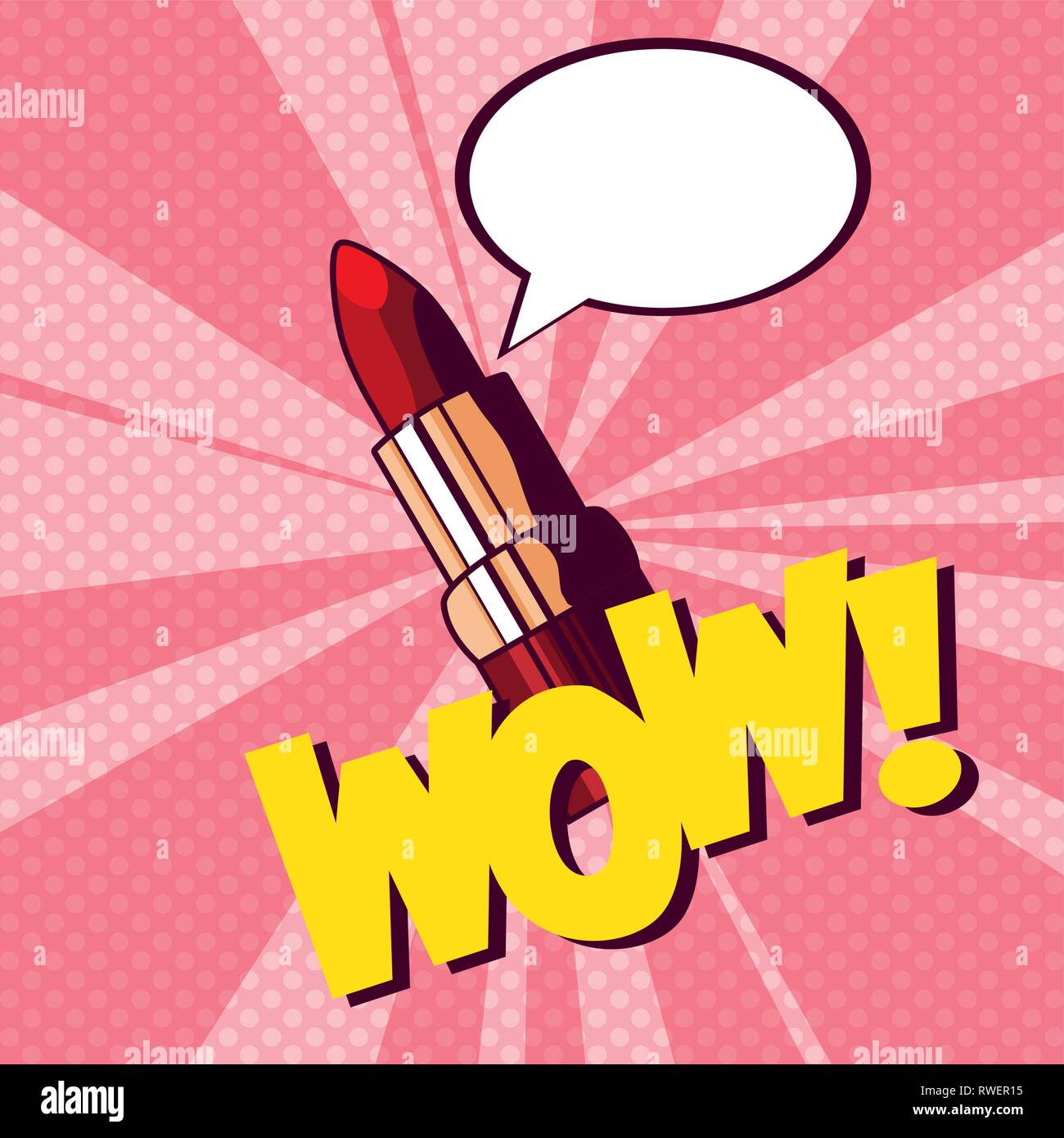 female lipstick makeup pop art style vector illustration design Stock ...