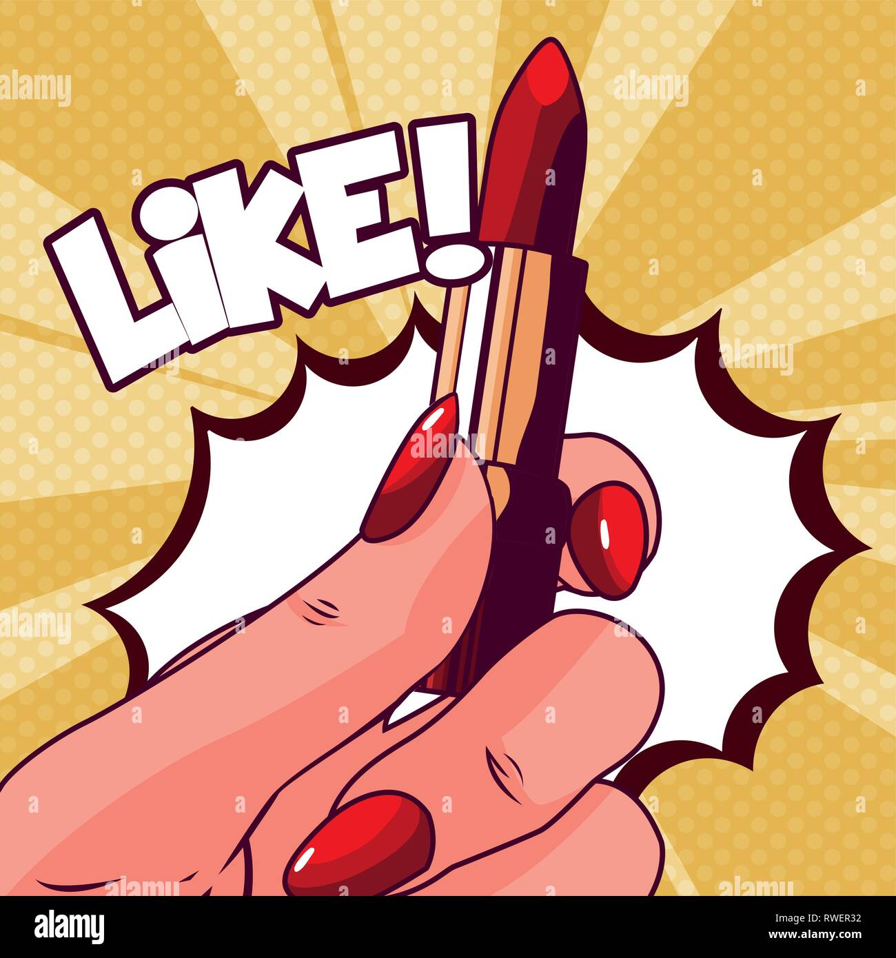 female lipstick makeup pop art style vector illustration design Stock ...