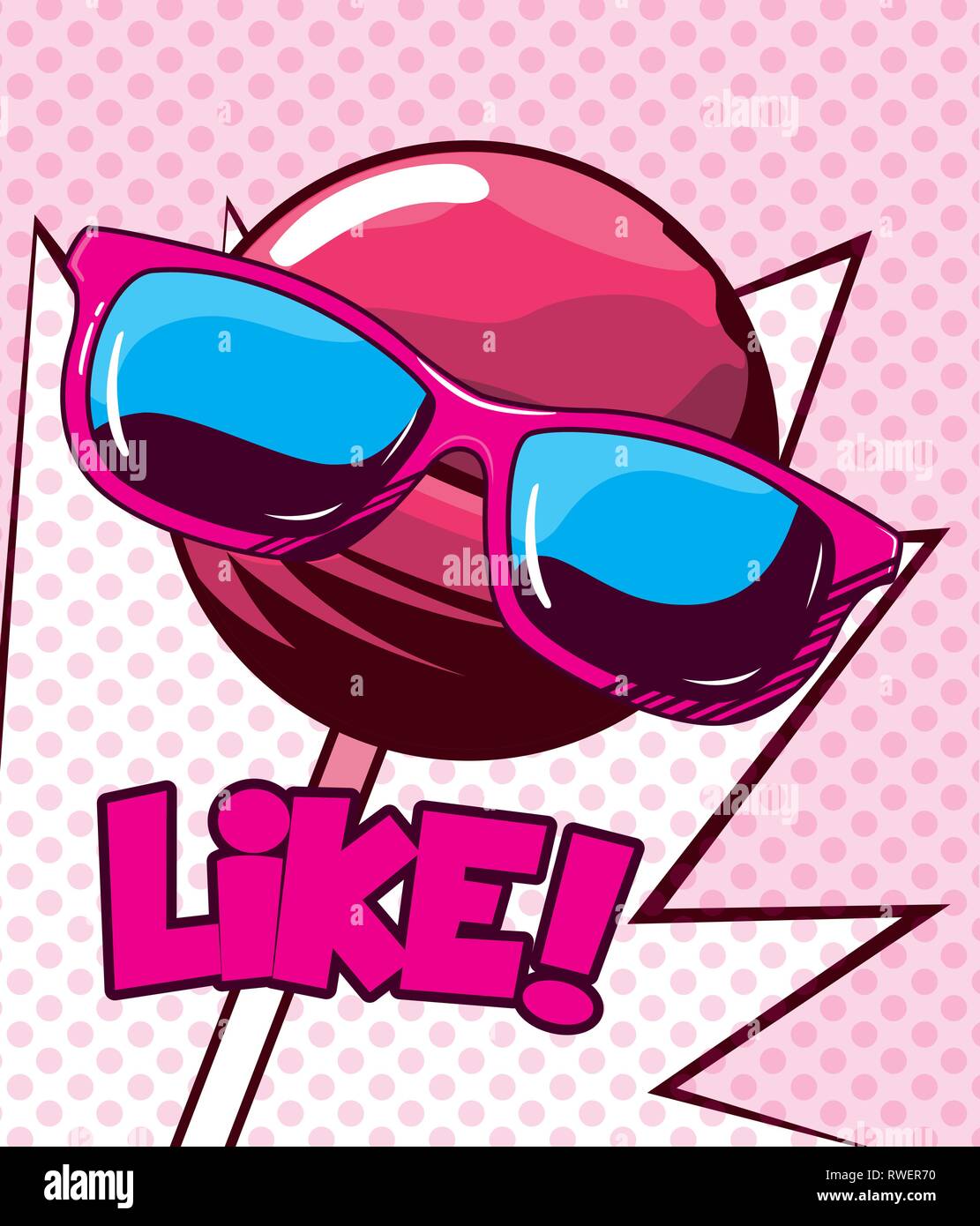 sweet lollipop pop art style vector illustration design Stock Vector ...