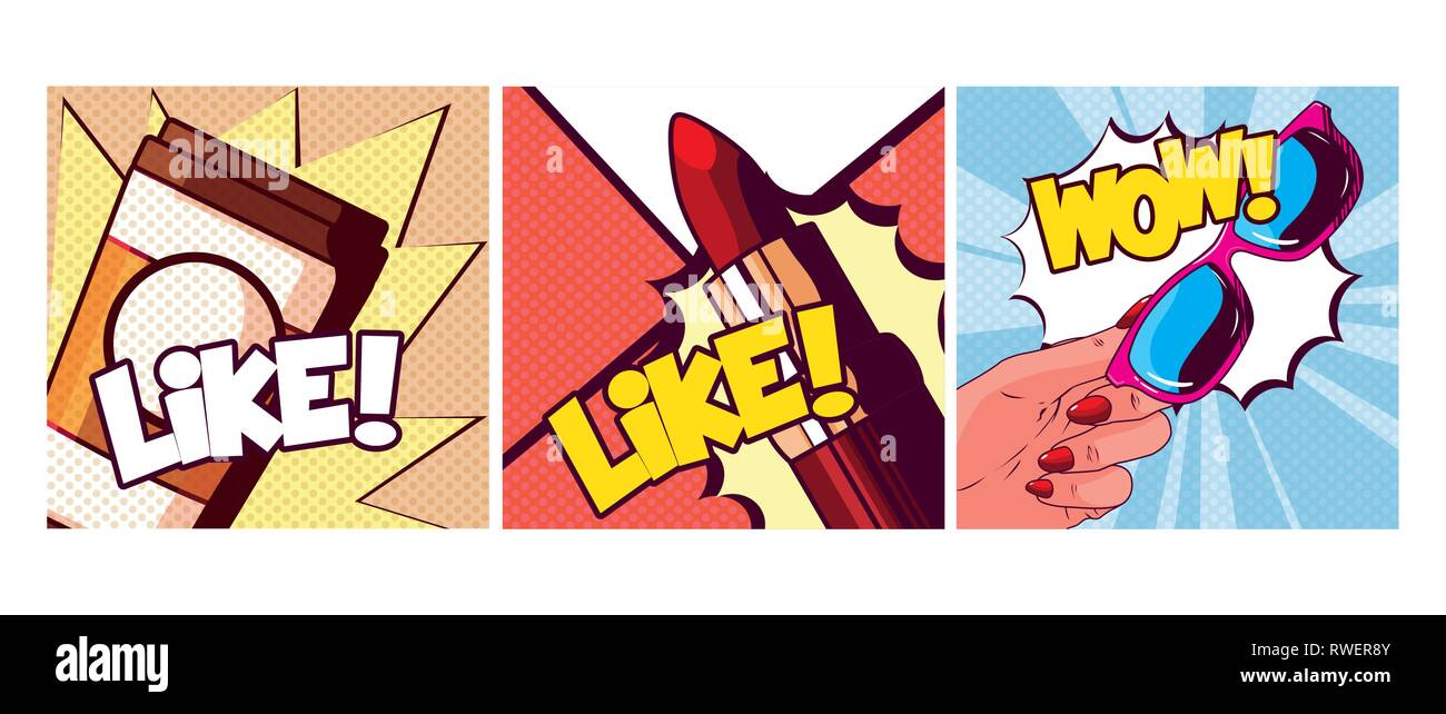 set icons pop art style vector illustration design Stock Vector Image ...