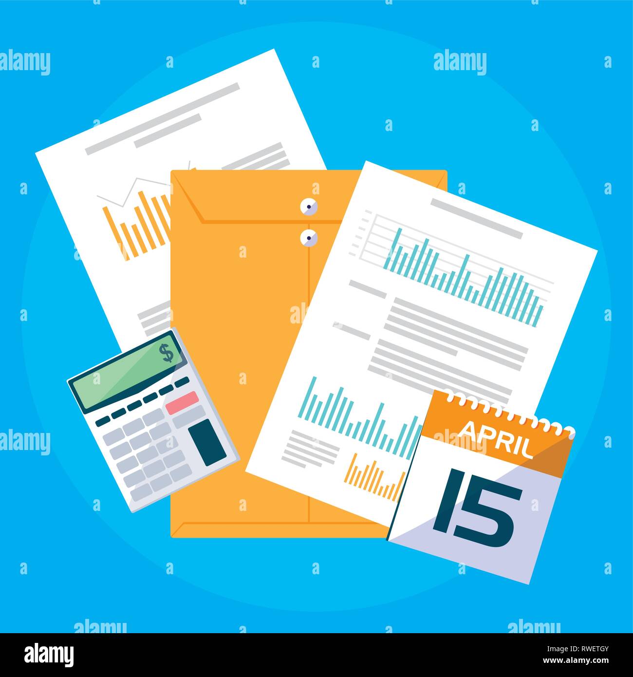 air view documents and office set items vector illustration design ...