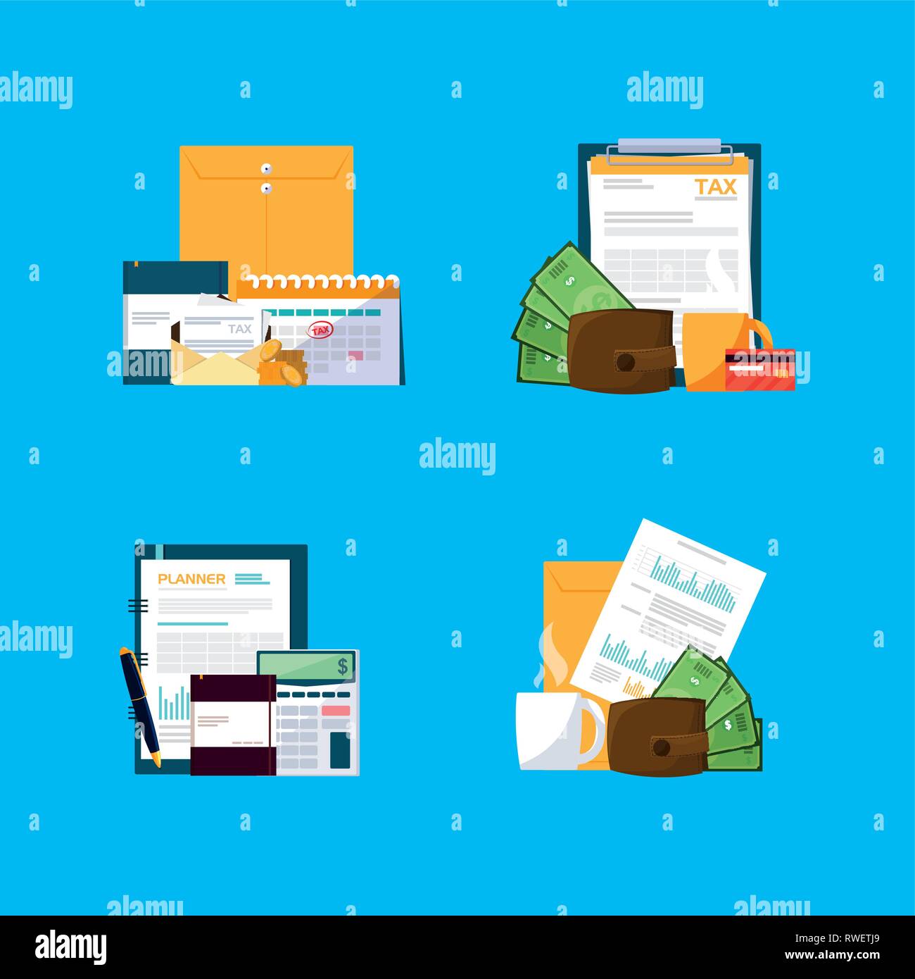documents and office set items vector illustration design Stock Vector ...