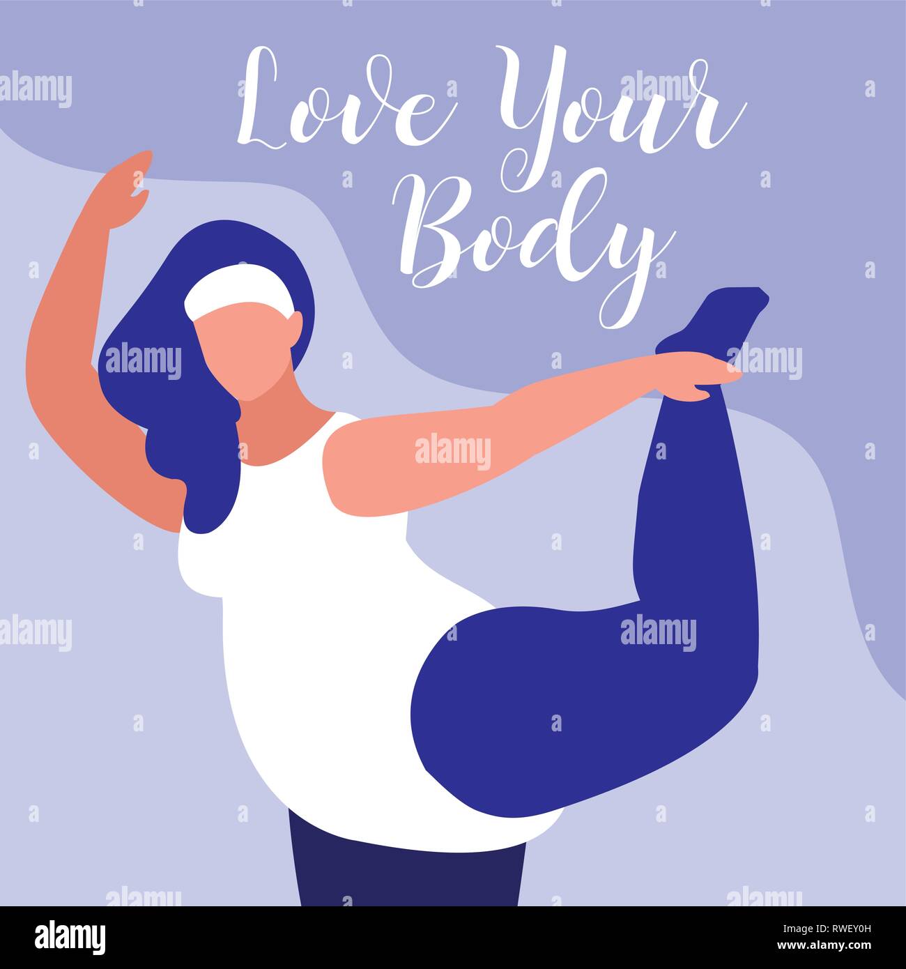 big woman exercising body positive power vector illustration design ...