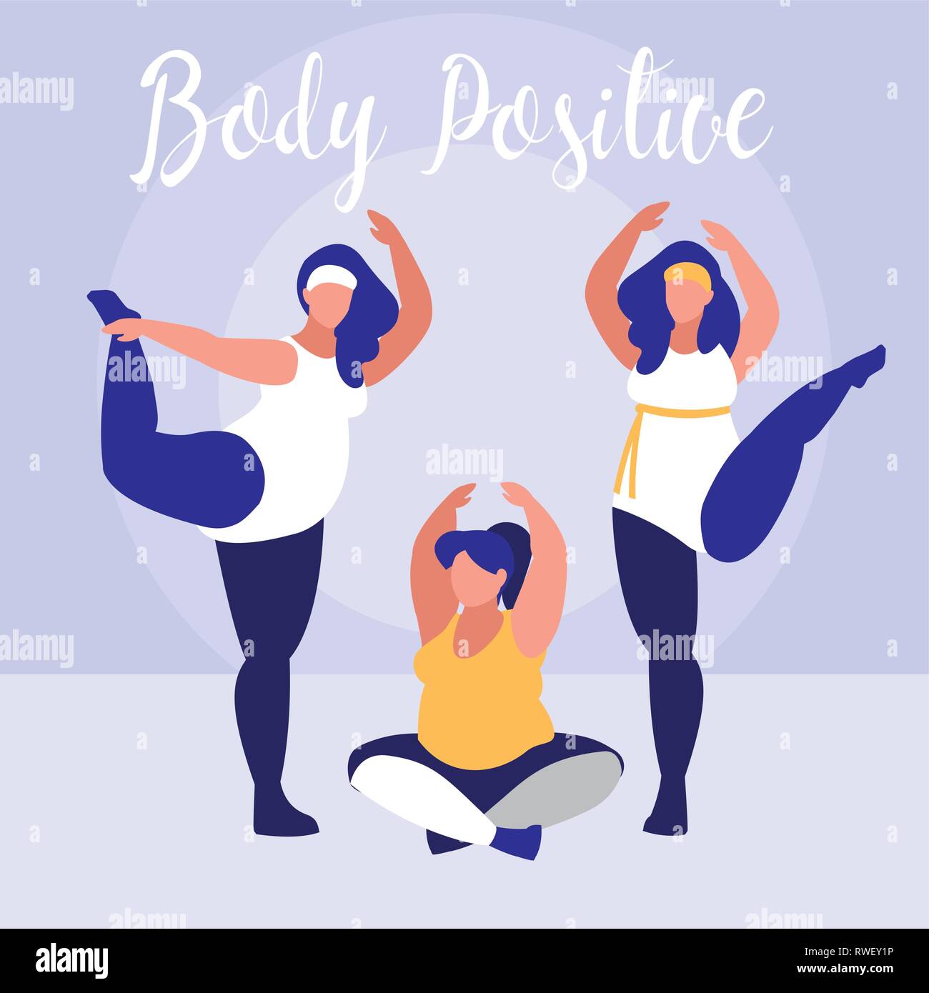 big women exercising body positive power vector illustration design ...