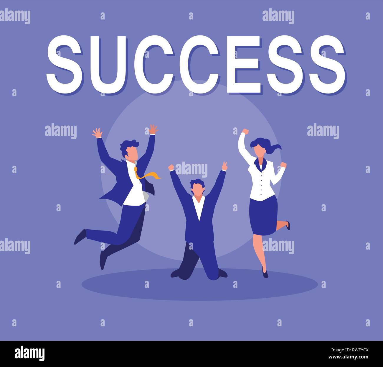 successful business people celebrating characters vector illustration ...