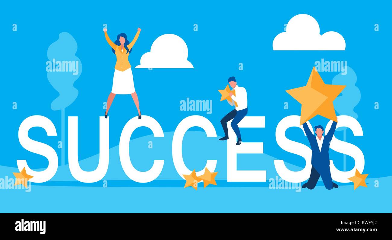 successful business people celebrating characters vector illustration ...