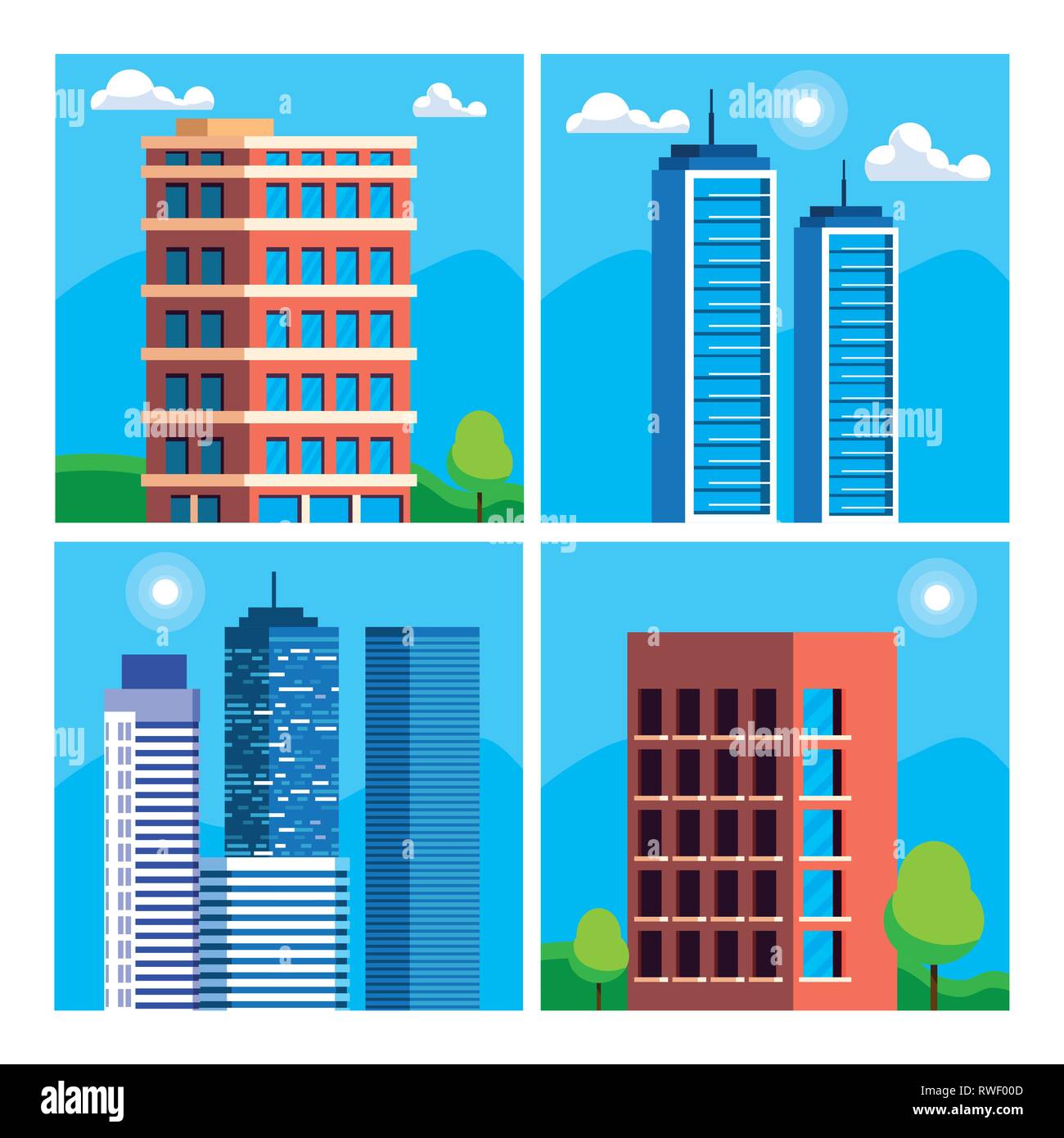 buildings construction cityscape scene vector illustration design Stock ...