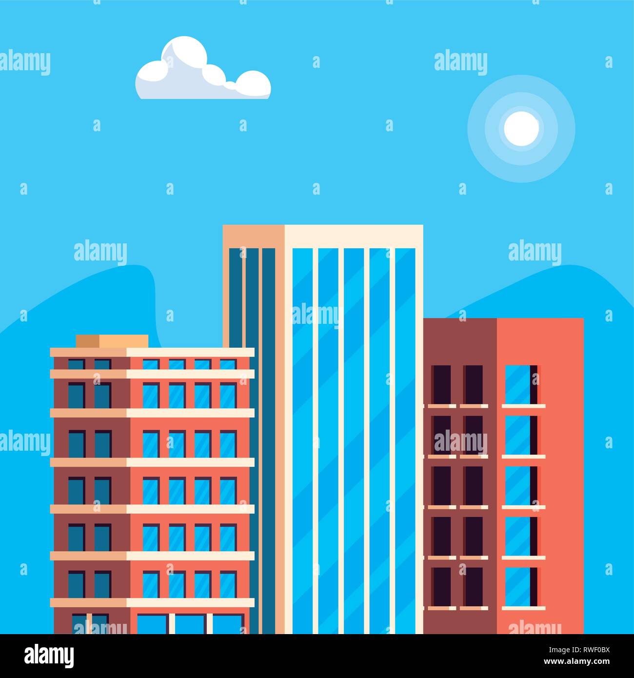 buildings construction cityscape scene vector illustration design Stock ...