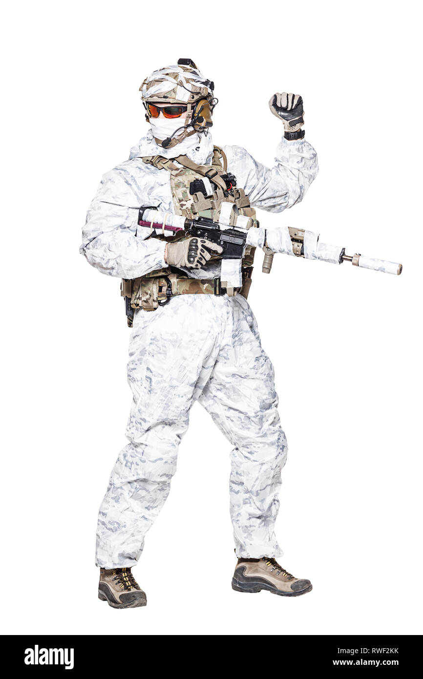 Special forces operator of Navy Seals using visual signals to control ...