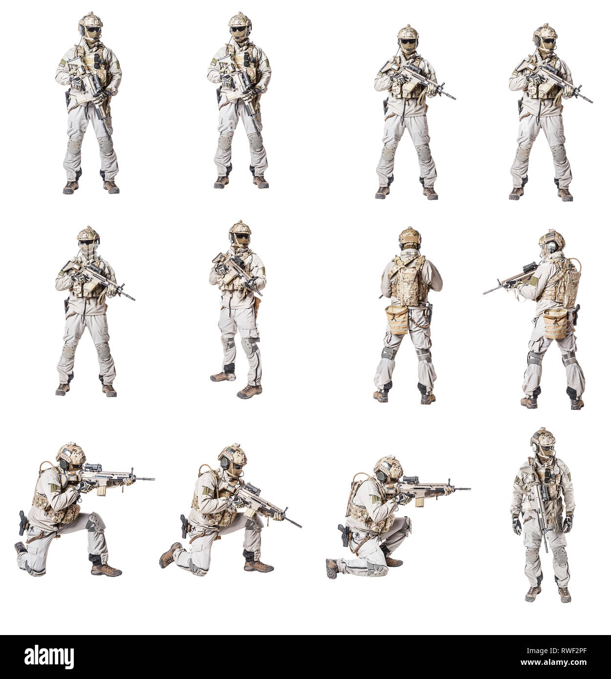 Set of Army soldiers, studio shot, white background Stock Photo - Alamy