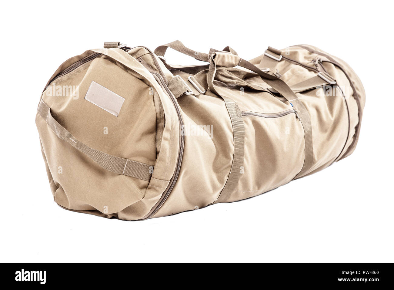 Army duffle bag, isolated on white background Stock Photo - Alamy