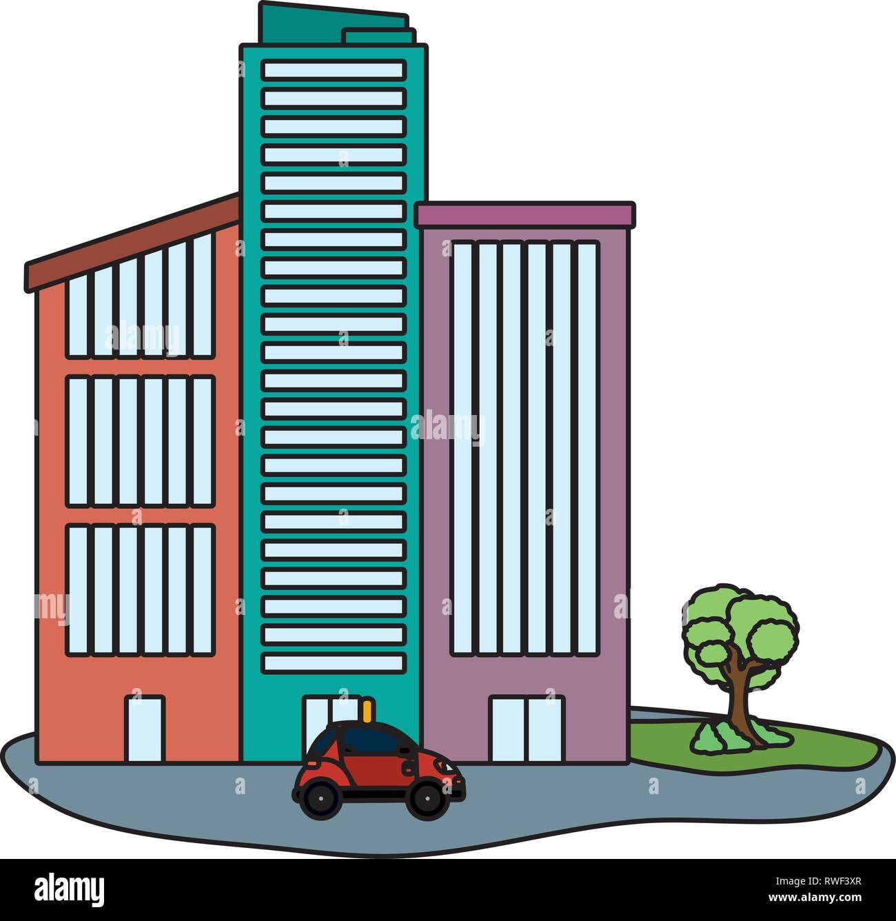 car in front buildings Stock Vector Image & Art - Alamy