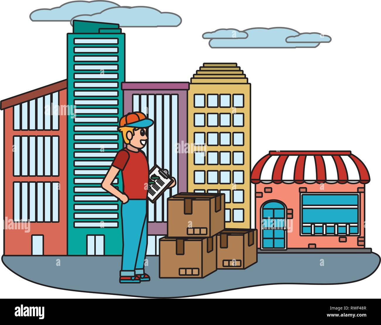 shopping store cartoon Stock Vector Image & Art - Alamy