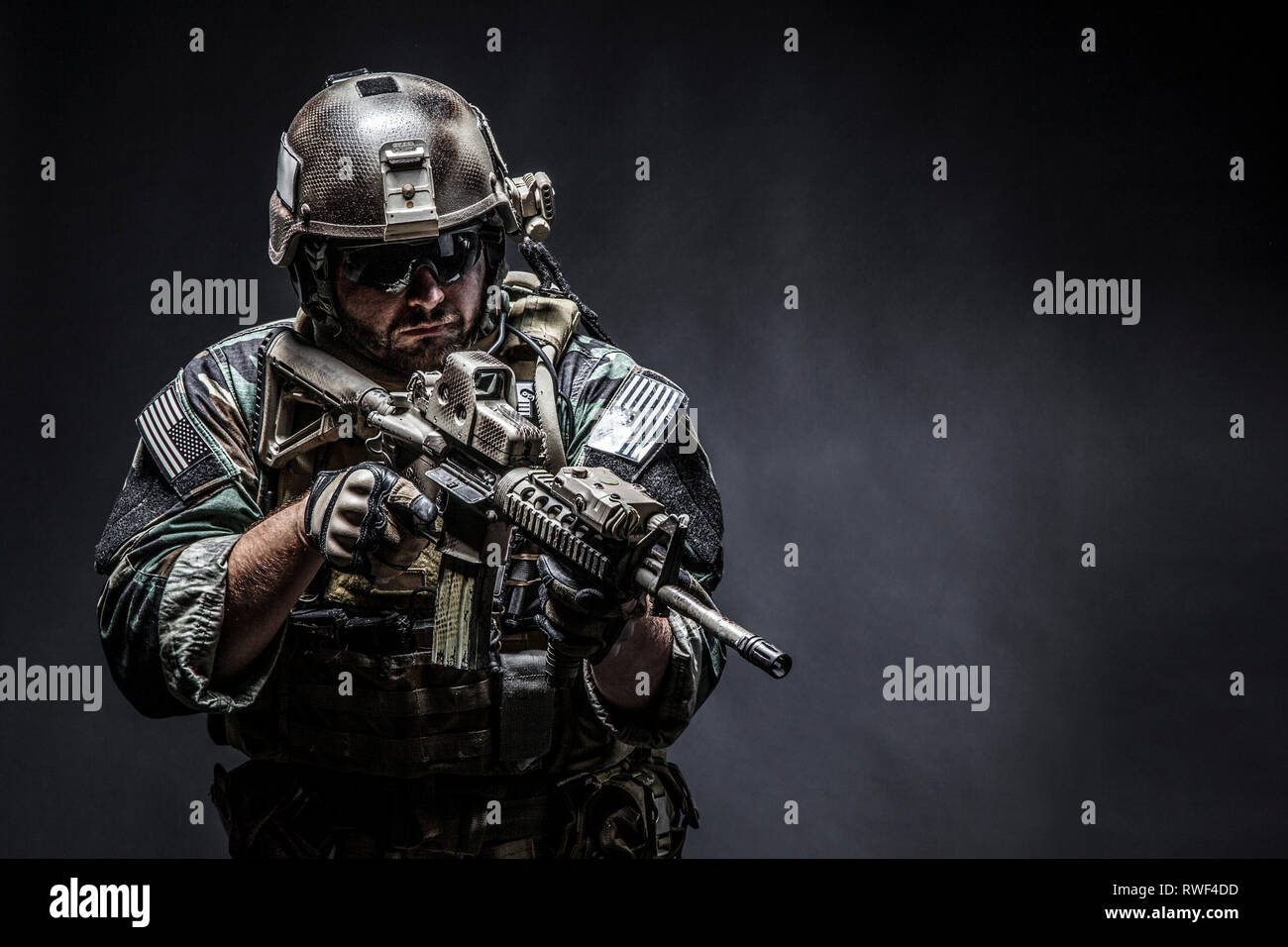U.S. Marine Corps special operations command Marsoc raider with weapon ...