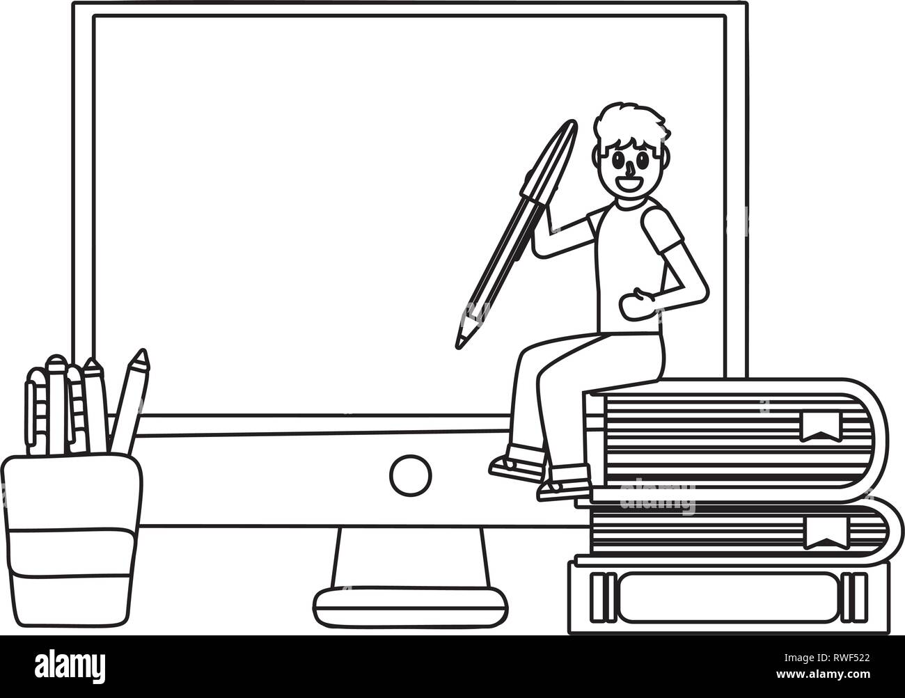 online education man cartoon Stock Vector Image & Art - Alamy