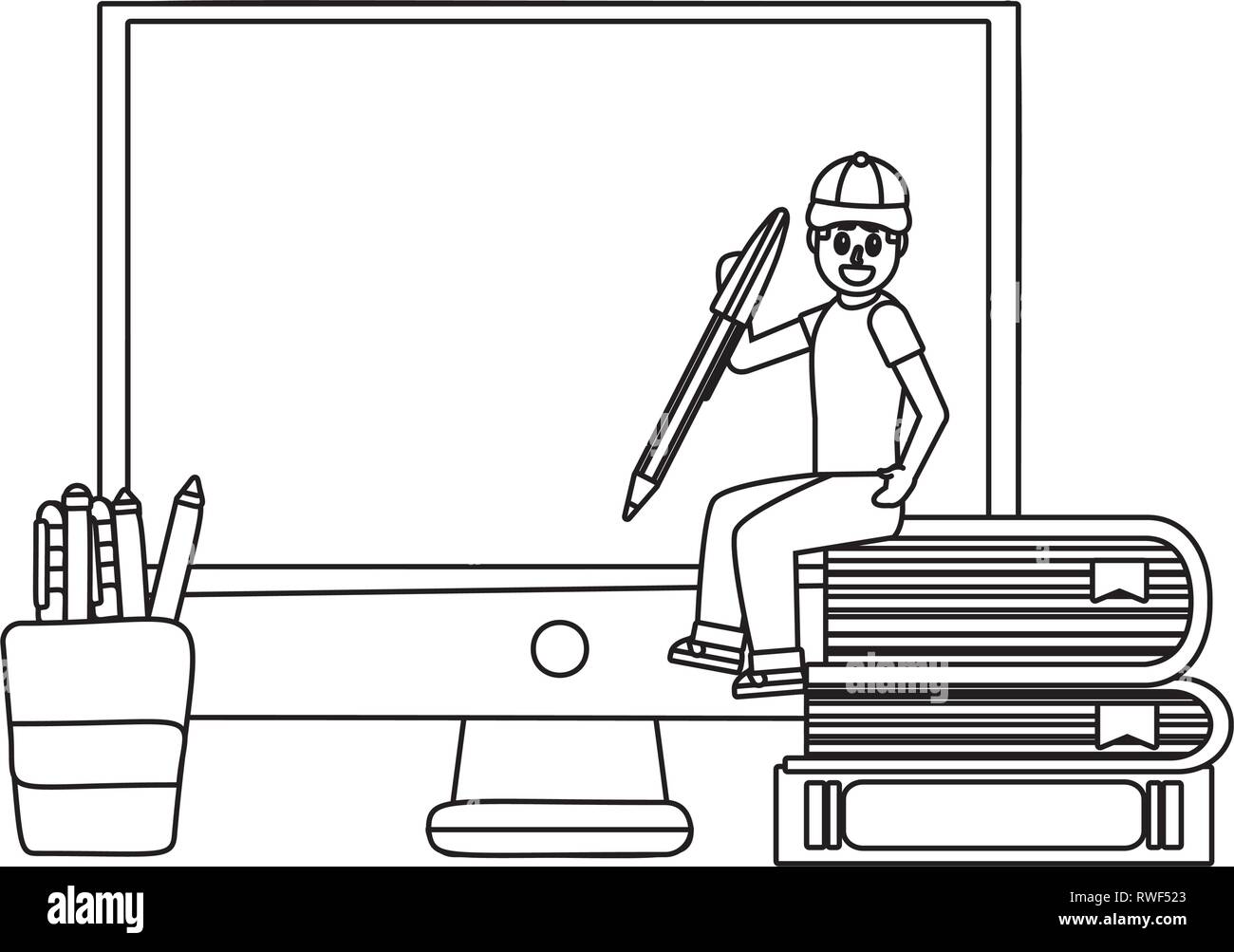 online education man cartoon Stock Vector Image & Art - Alamy