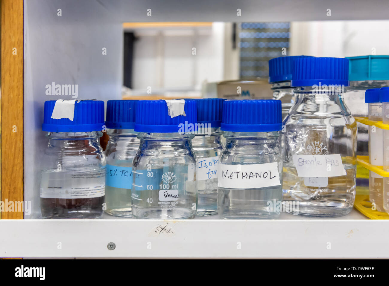 Chemical reagents in a laboratory for drug research Stock Photo - Alamy