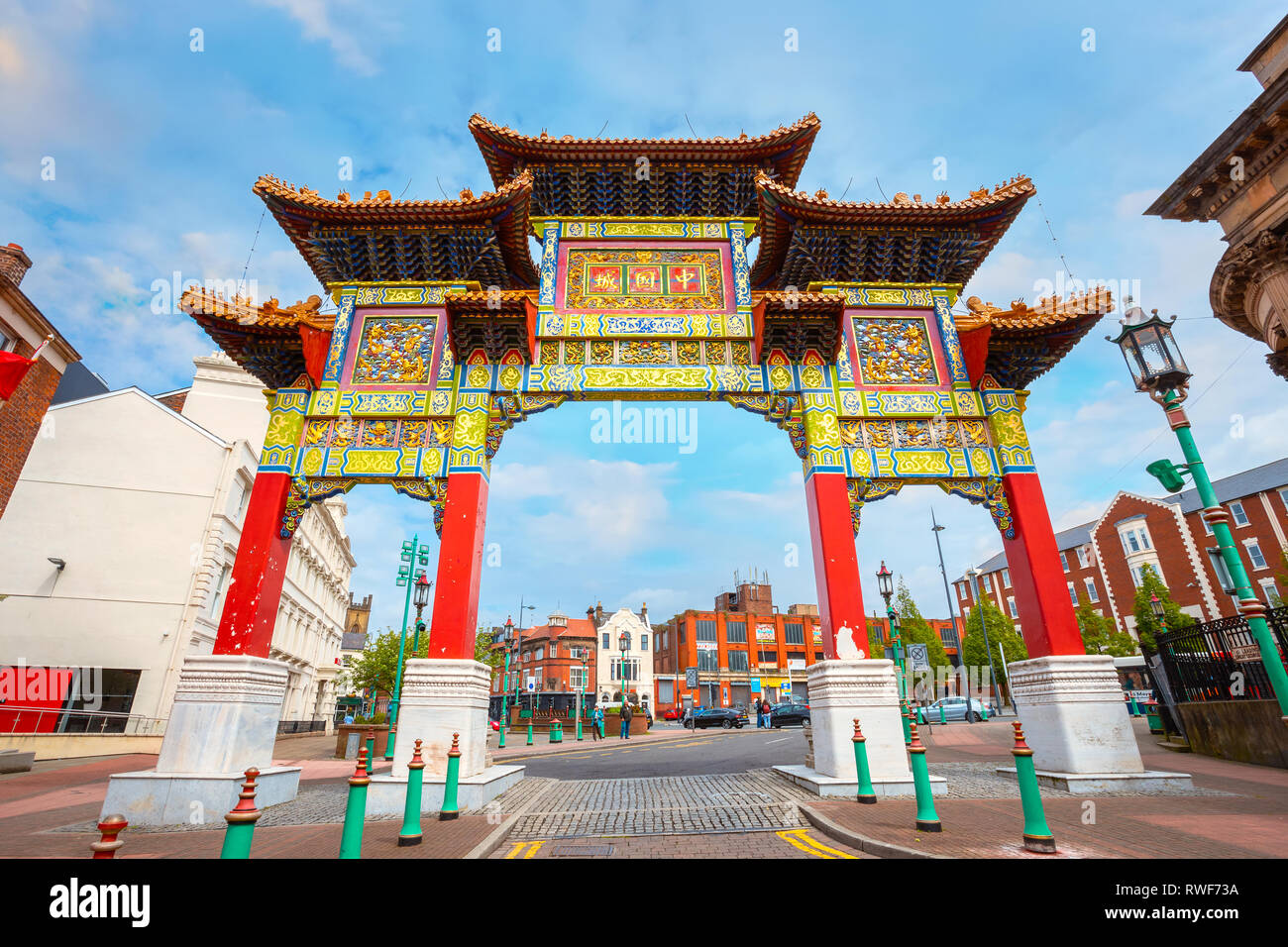 Liverpool, UK - May 16 2018: Chinatown is the oldest Chinese community ...