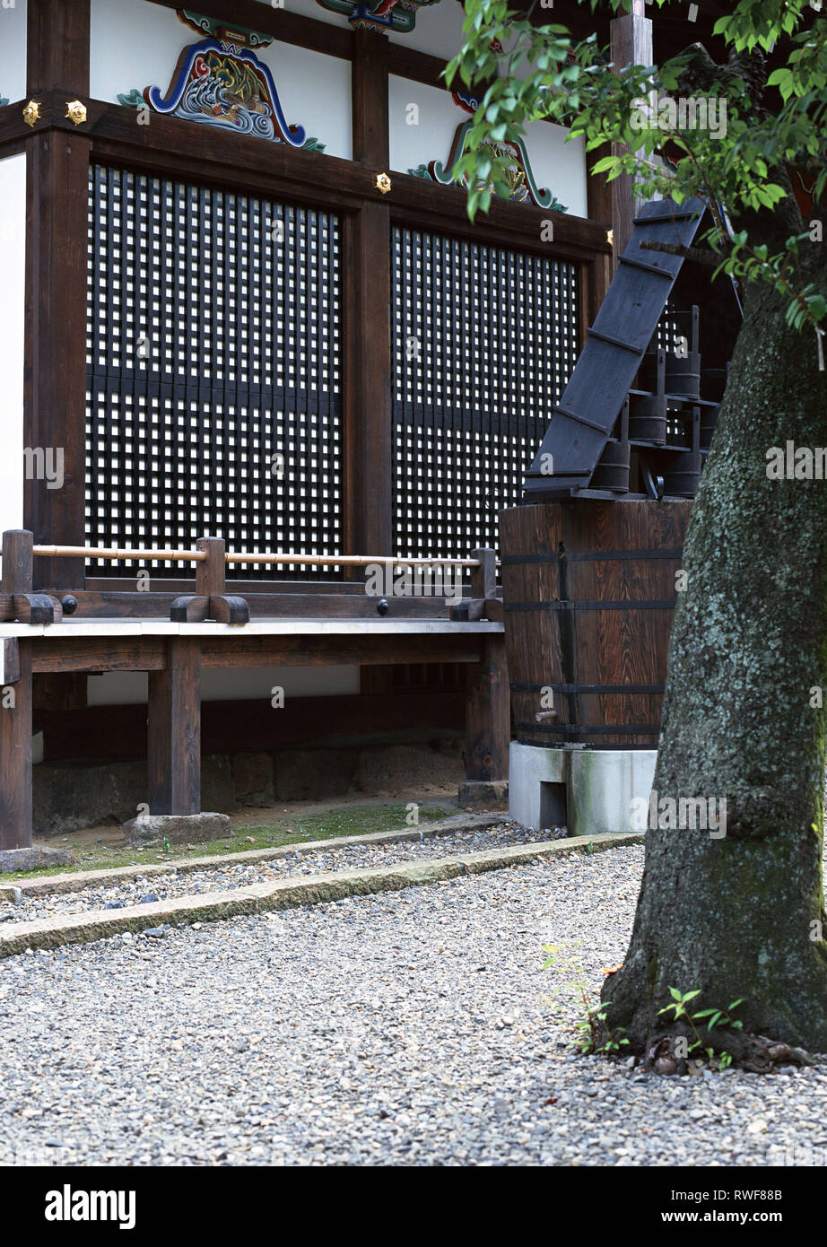 Japanese wooden details of window with decorations Stock Photo - Alamy