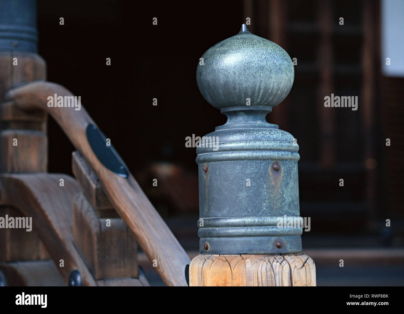 Japanese architecture metallic handrails close up background Stock ...