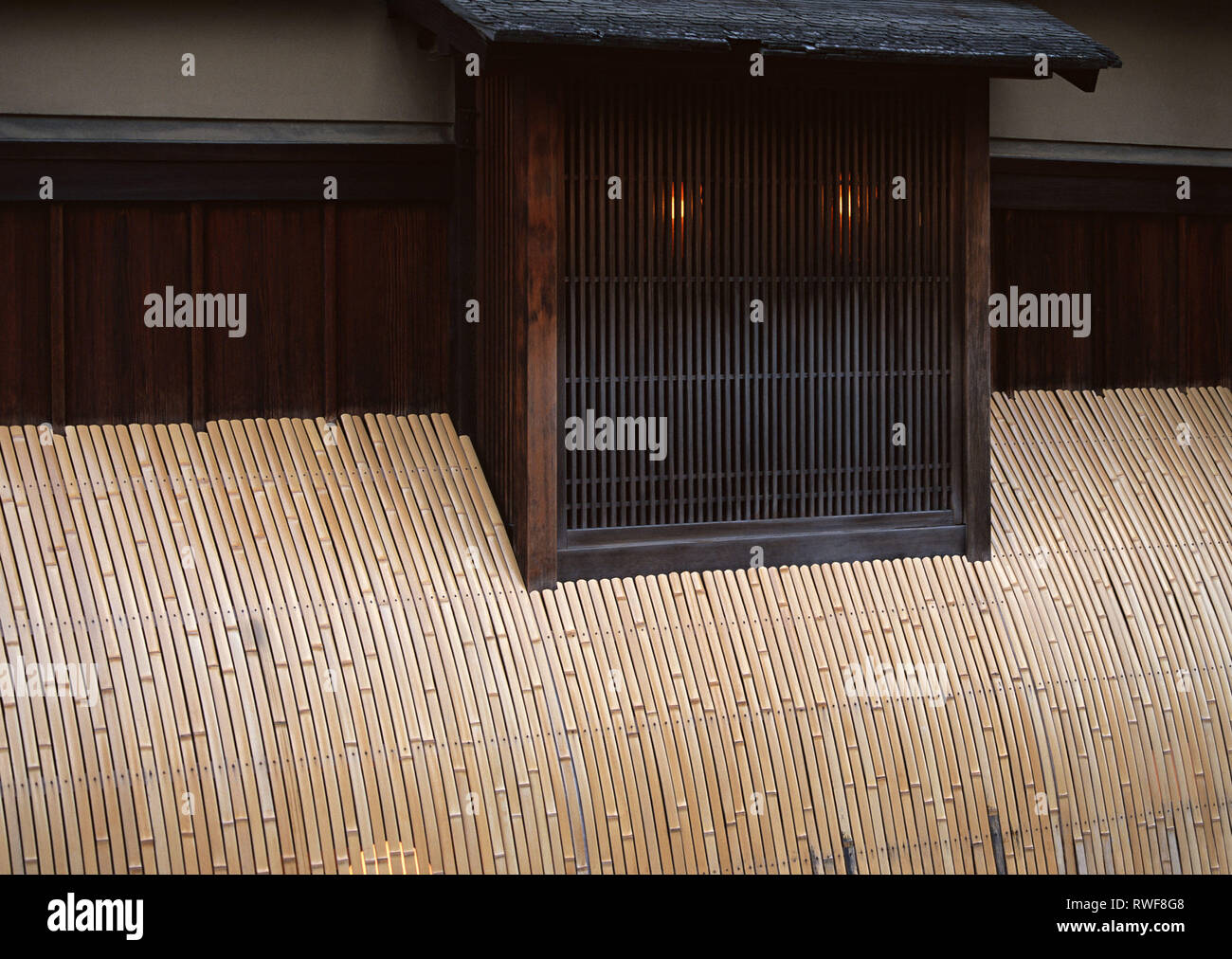 Japanese windows and walls with bamboo strips background Stock Photo ...