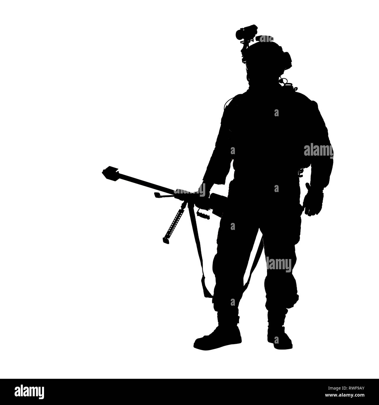 Security forces silhouette with weapon, studio shot Stock Photo - Alamy