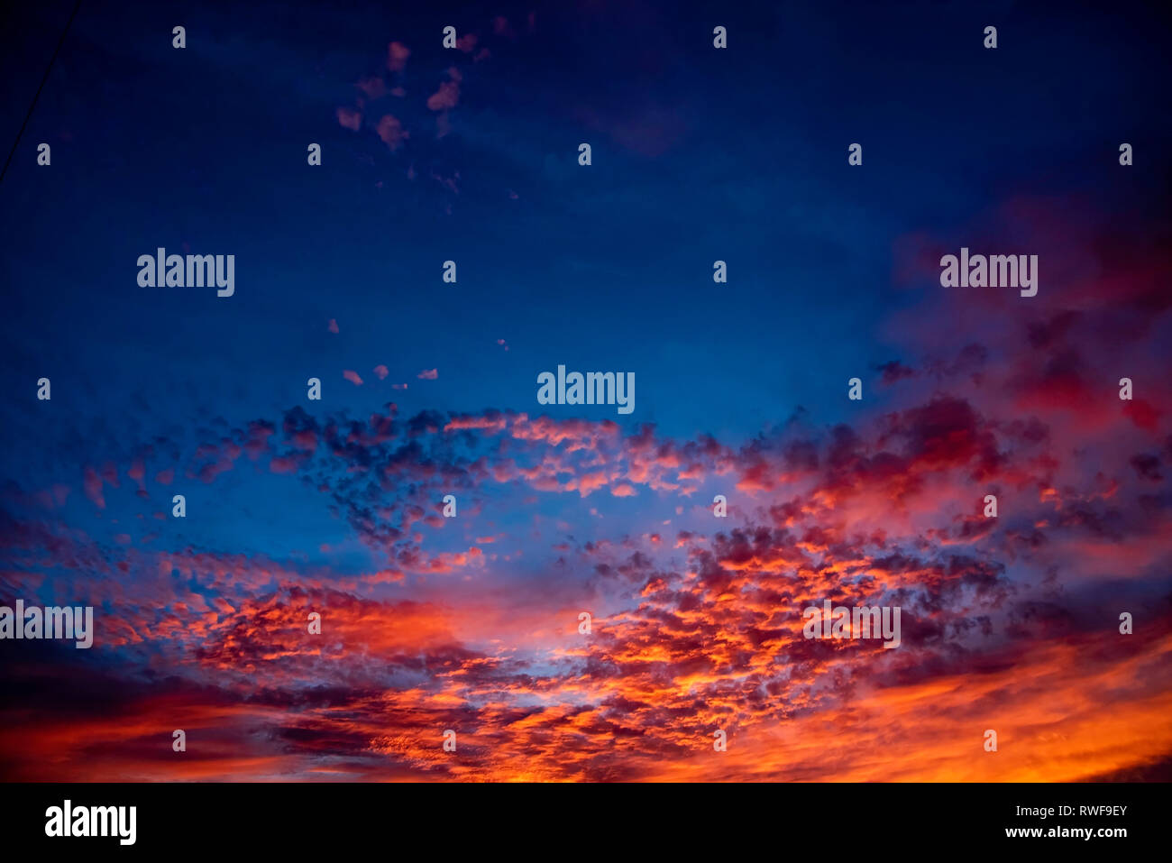 The magnificent deep blue color of the sky and golden yellow and orange ...