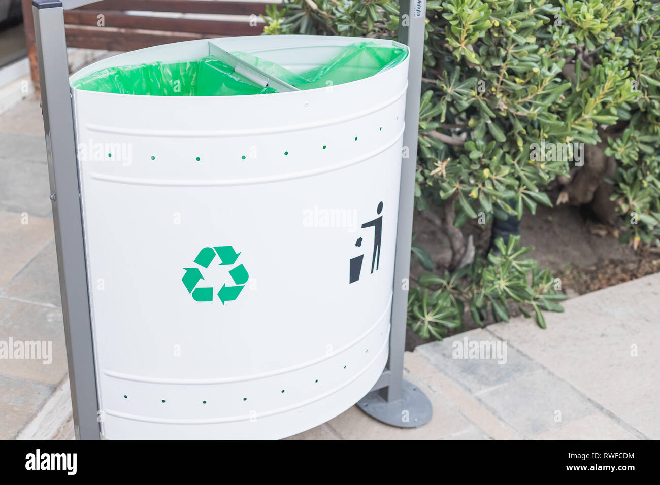 white plastic container for separate garbage collection.Garbage element ...