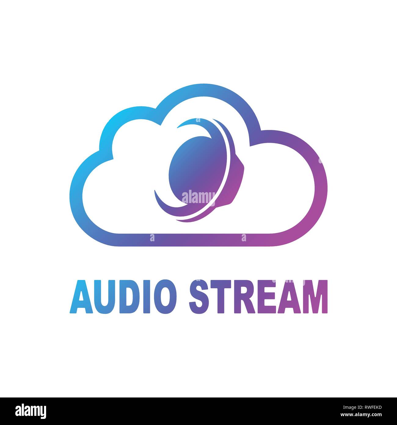 Online Media Cloud, audio streaming. Online music concept. Vector ...