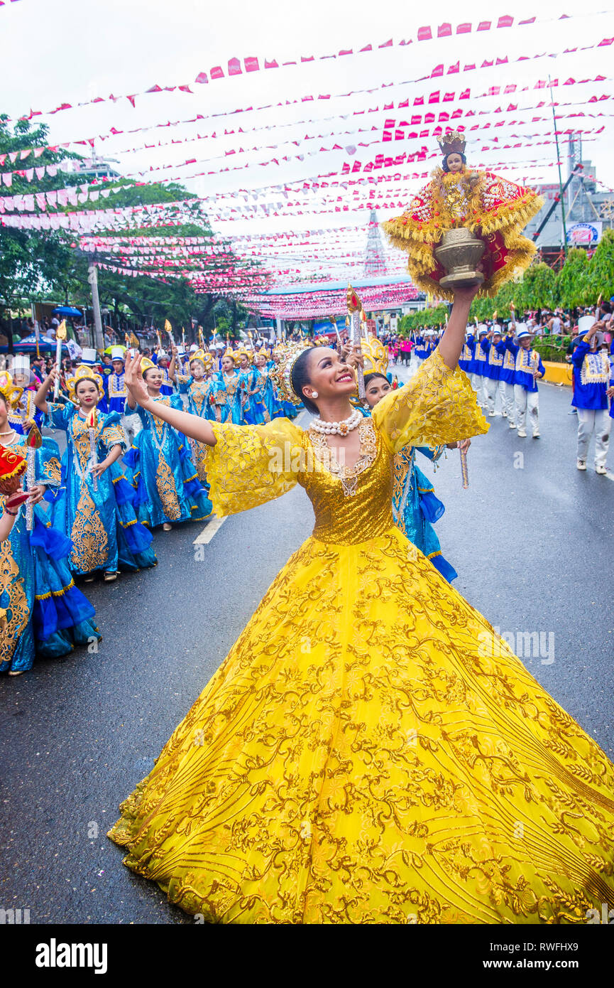 CEBU CITY , PHILIPPINES - JAN 20 : Participant in the Sinulog festival ...