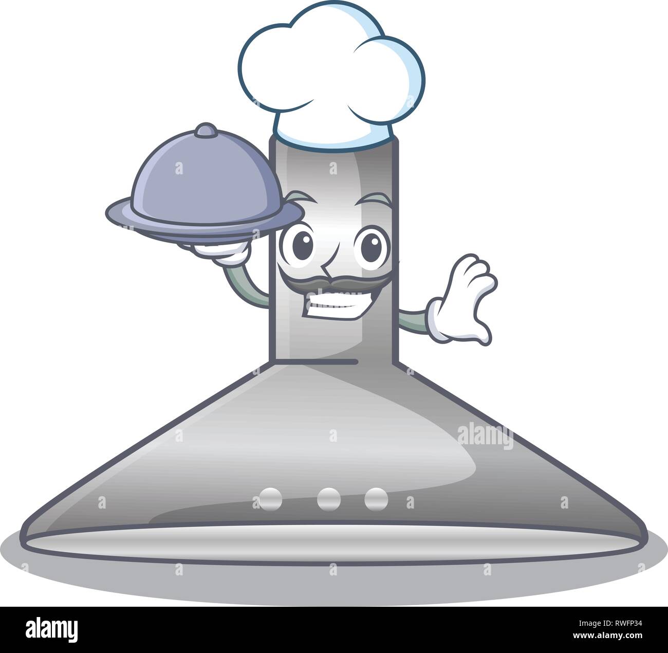 Chef with food kitchen hood isolated with the cartoon vector ...
