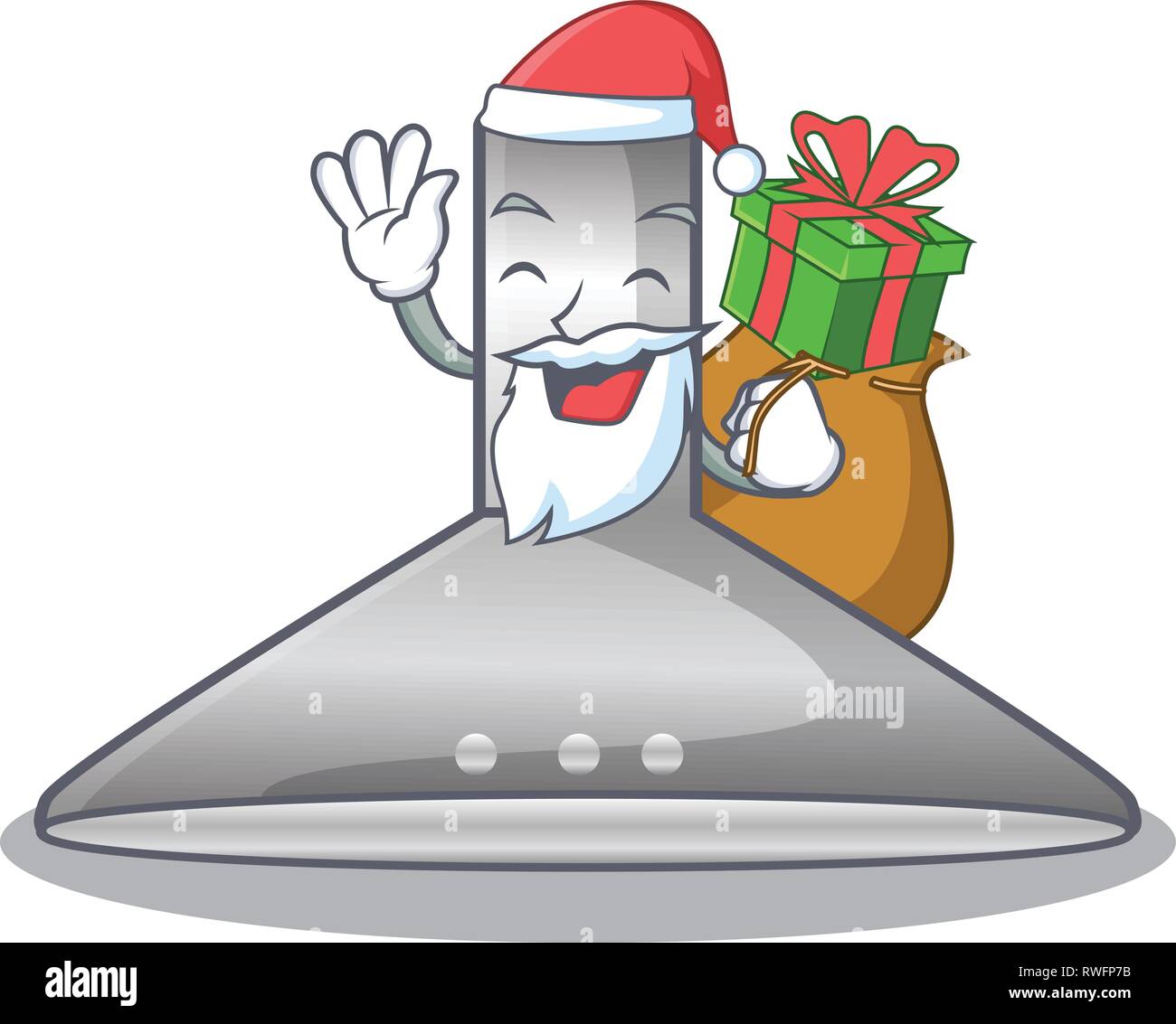 Santa with gift kitchen hood cartoon the for cooking vector ...
