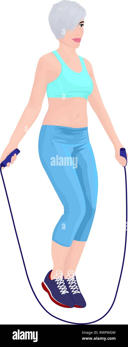 Skipping girl. Reshaping. Workout. Vector illustration on a white ...