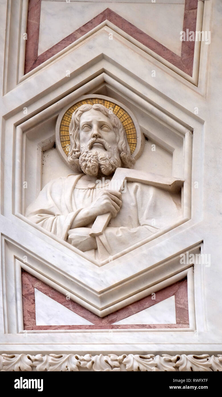Saint Thomas the Apostle, relief on the facade of Basilica of Santa ...