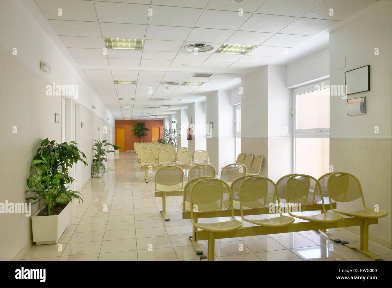 Public building waiting area. Health center indoor. Nobody. Horizontal ...
