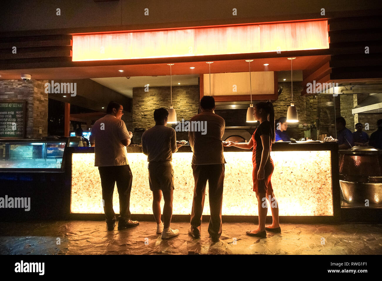 Staff at Kitchen Counter With Decorative Resort Lighting - Cebu ...