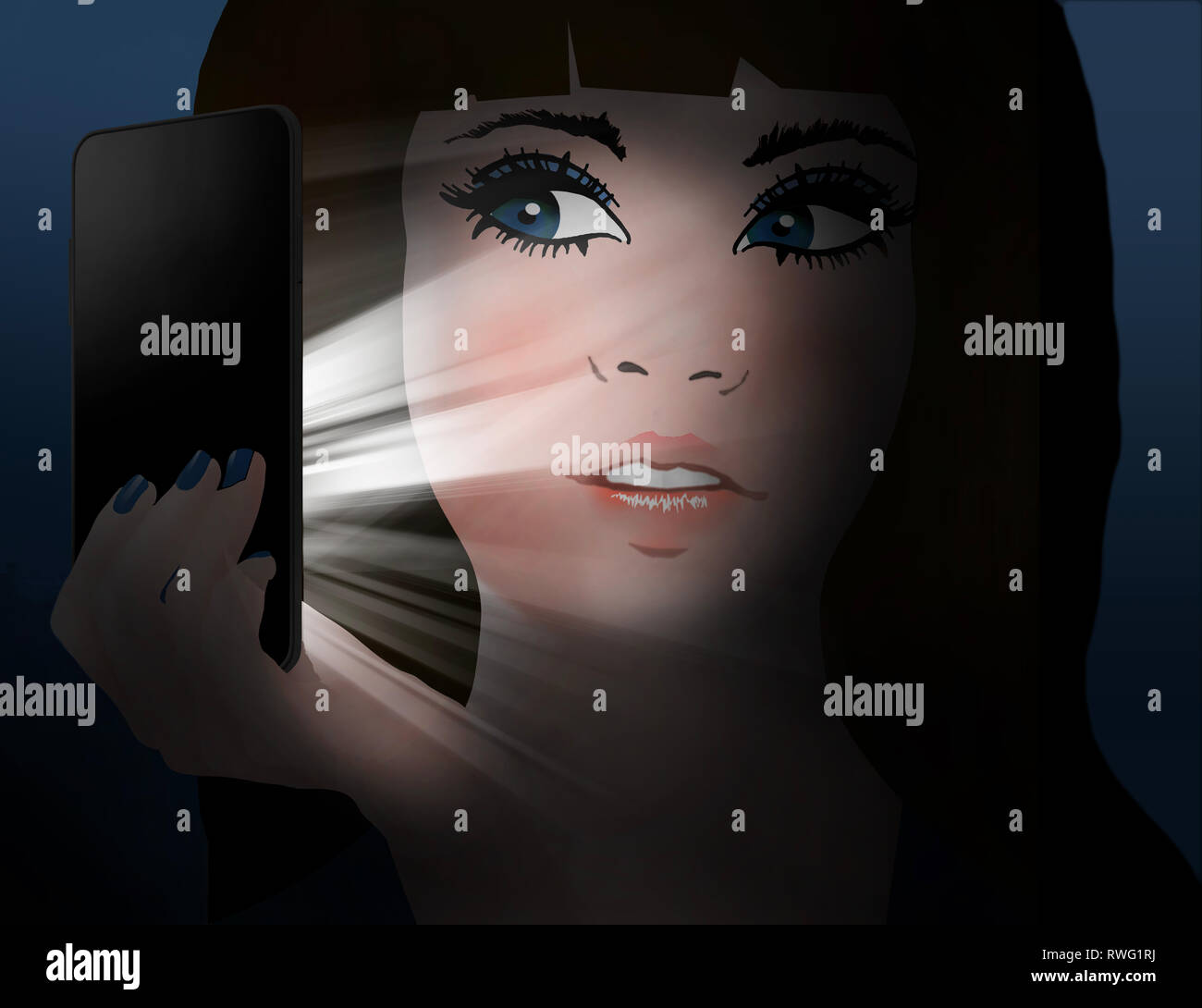 Cell phone light beams hi-res stock photography and images - Alamy