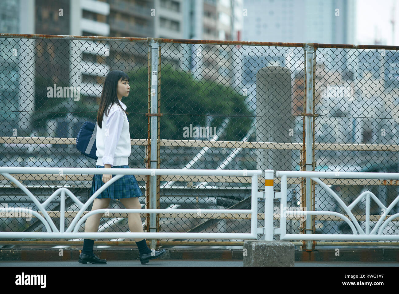 Japanese high school student in uniform downtown Tokyo Stock Photo - Alamy