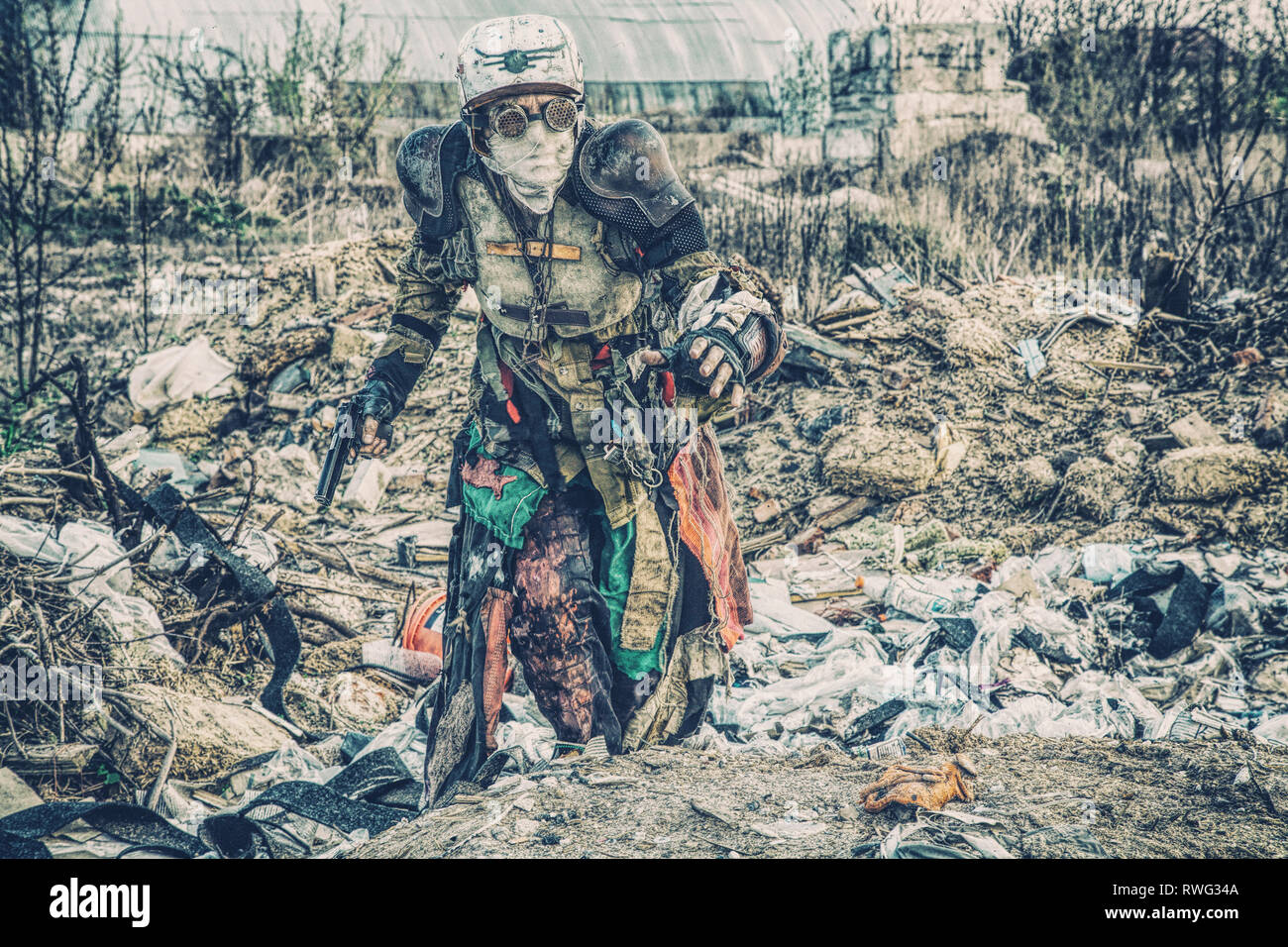 Post apocalyptic survivor creature with homemade weapons Stock Photo ...