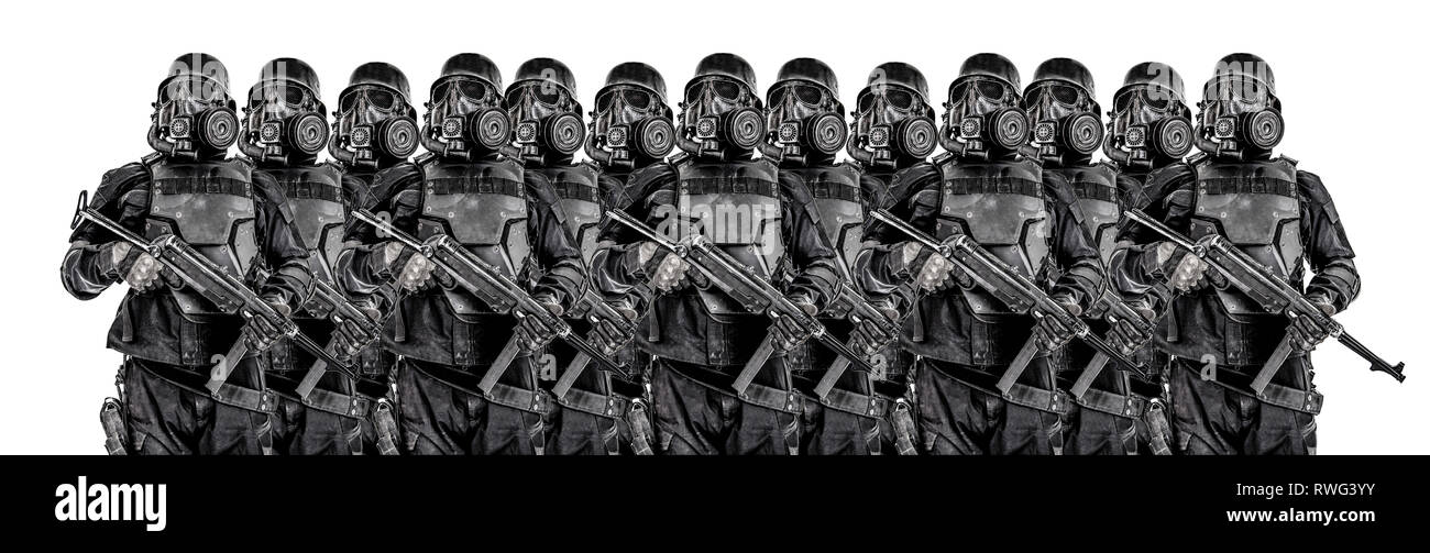 Line of futuristic Nazi soldiers with submachine guns Stock Photo - Alamy