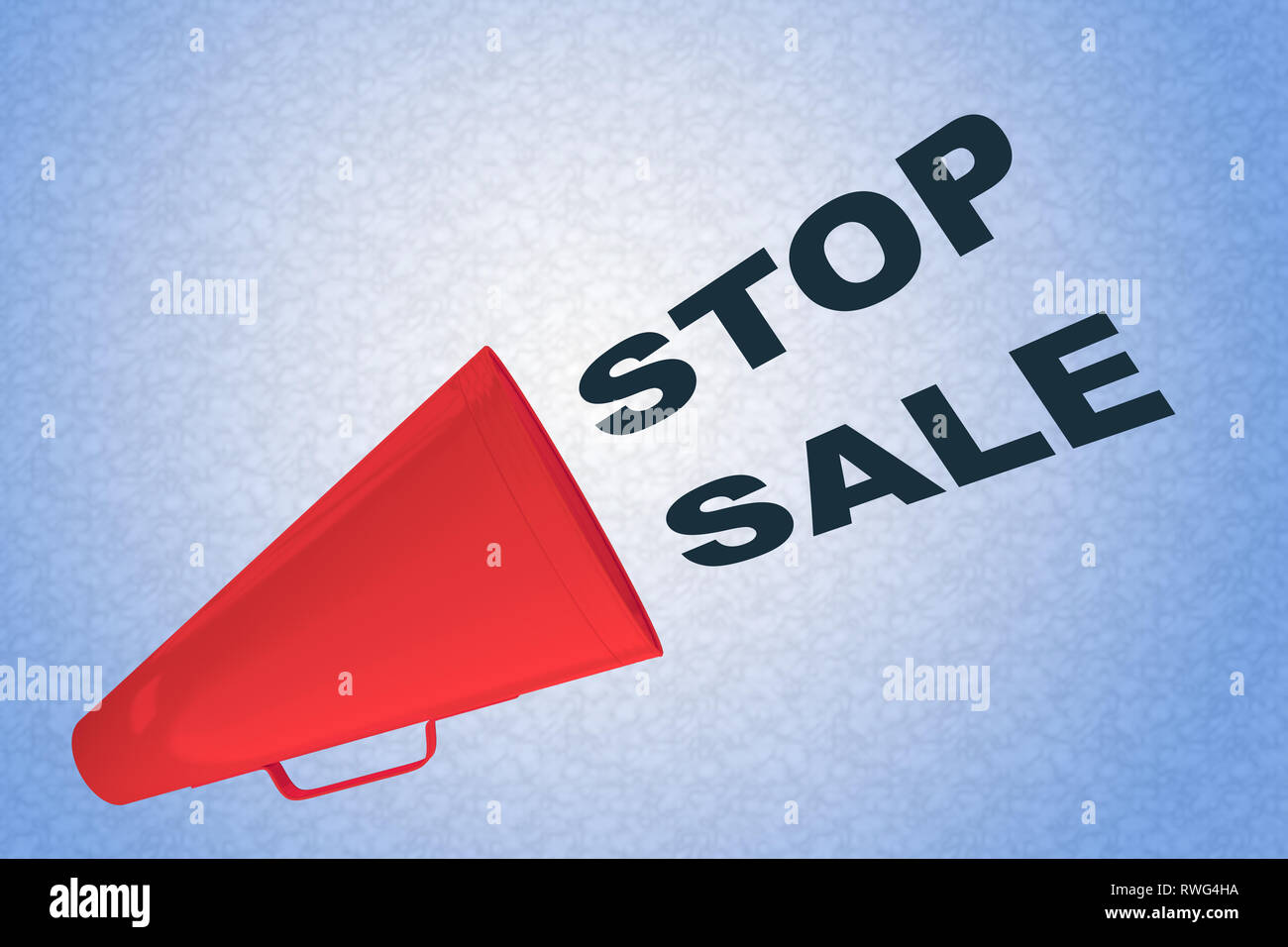 3D illustration of STOP SALE title flowing from a loudspeaker Stock ...