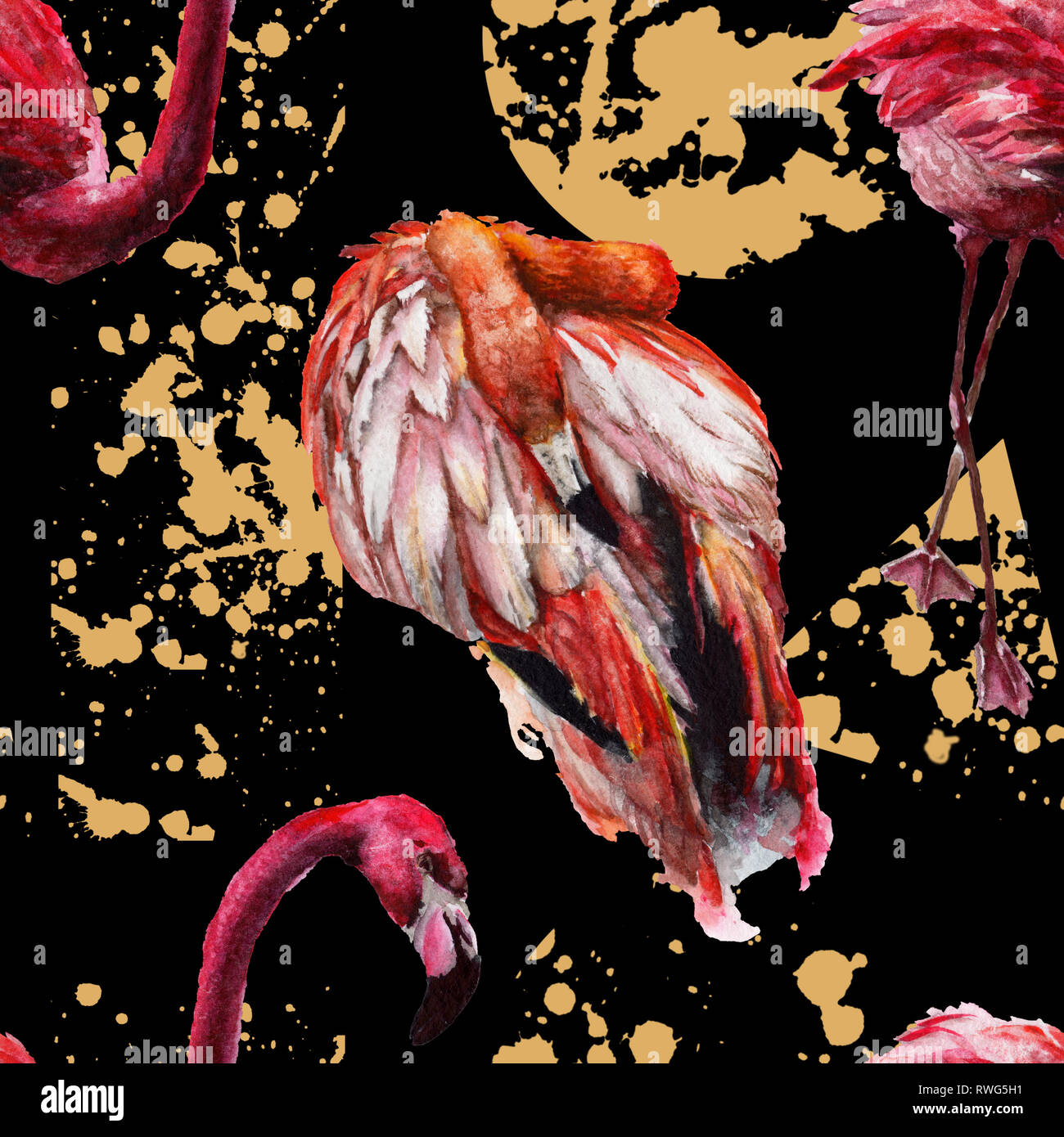 Exotic red flamingo in a wildlife isolated. Watercolor background ...