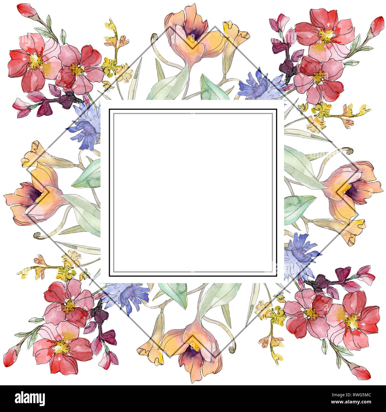 Wildflower bouquet floral botanical flowers. Watercolor background ...