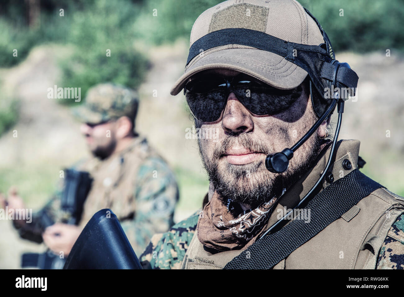 U.S. Marine with warpaint on face Stock Photo - Alamy