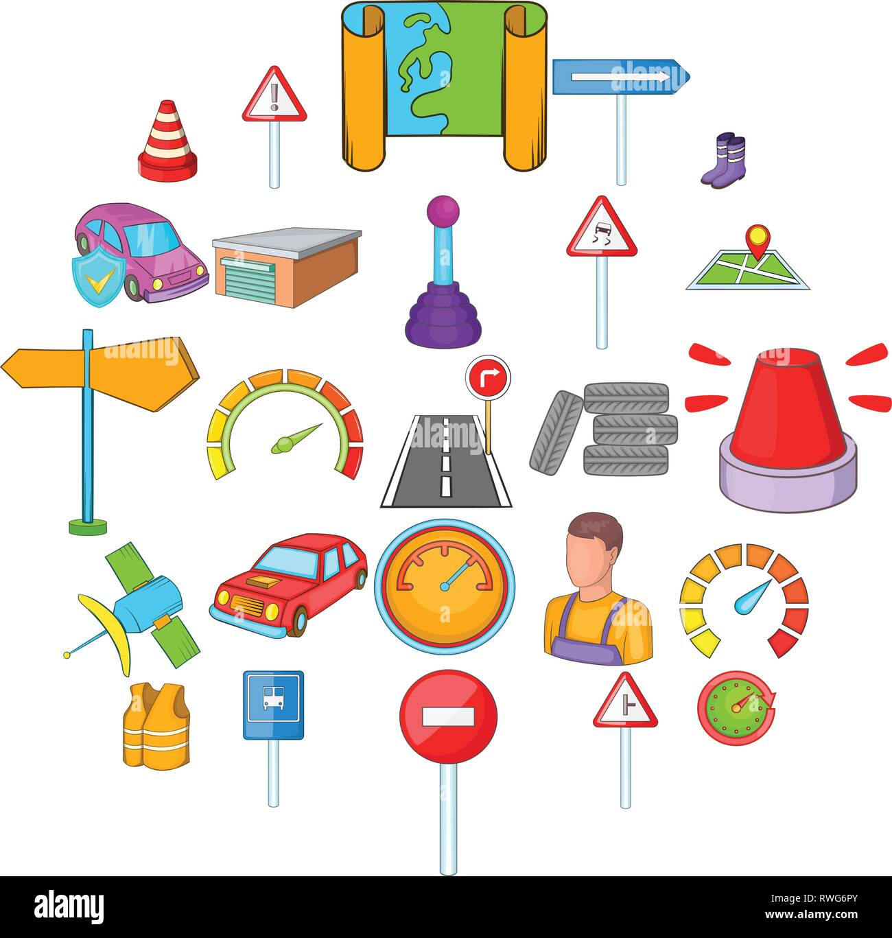 Motor vehicle icons set, cartoon style Stock Vector Image & Art - Alamy