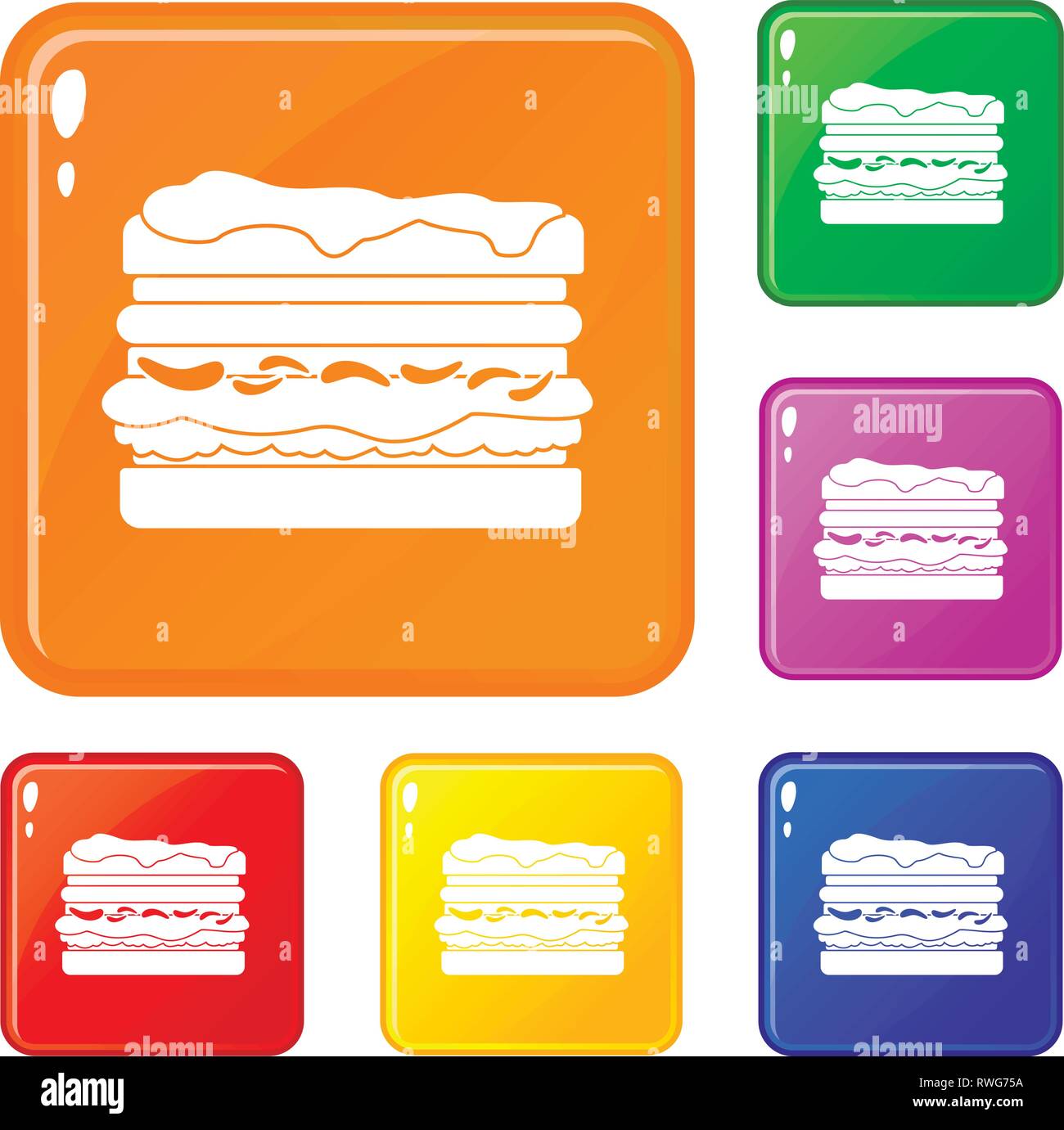 Burger icons set vector color Stock Vector Image & Art - Alamy