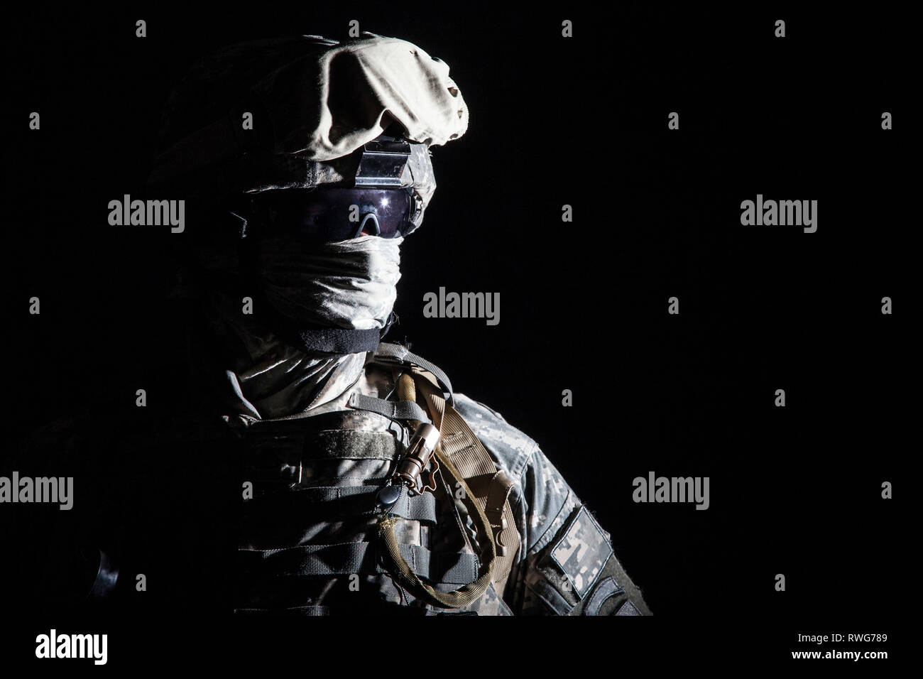Close-up portrait of soldier with obscured face Stock Photo - Alamy