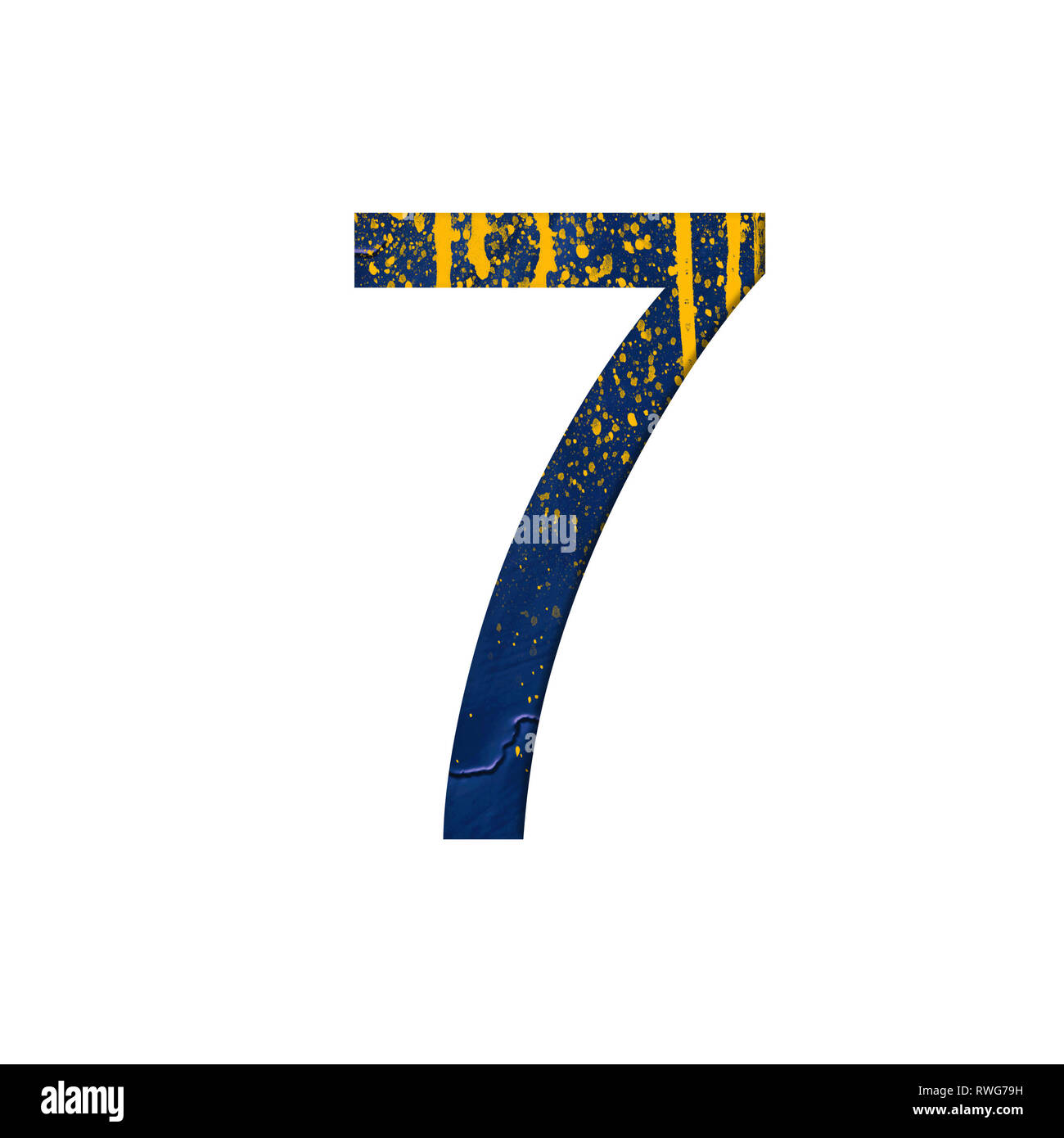Number 7 illustration on isolated white background. Watercolor alphabet ...
