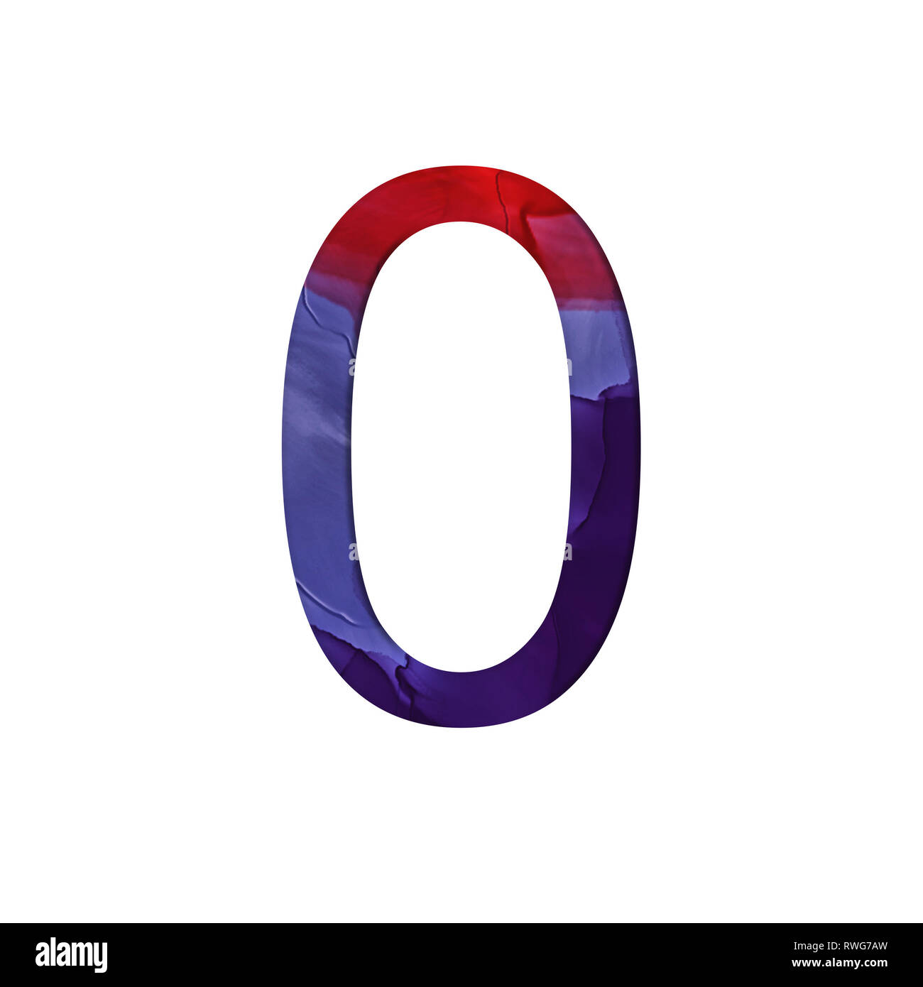 Number 0 illustration on isolated white background. Watercolor alphabet ...