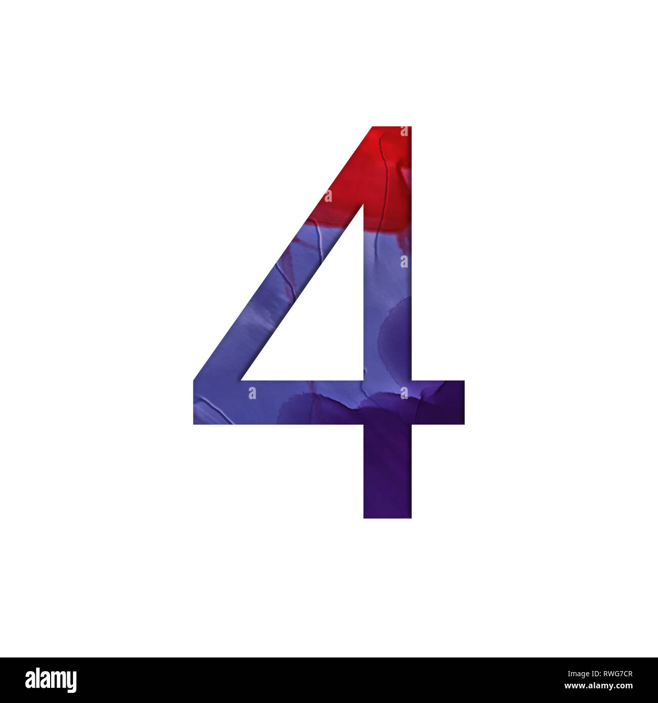Number 4 illustration on isolated white background. Watercolor alphabet ...